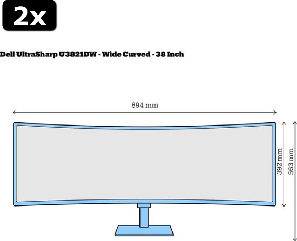 2x Dell UltraSharp U3821DW - Moniteur WQHD Ultrawide IPS - 38 pouces ...