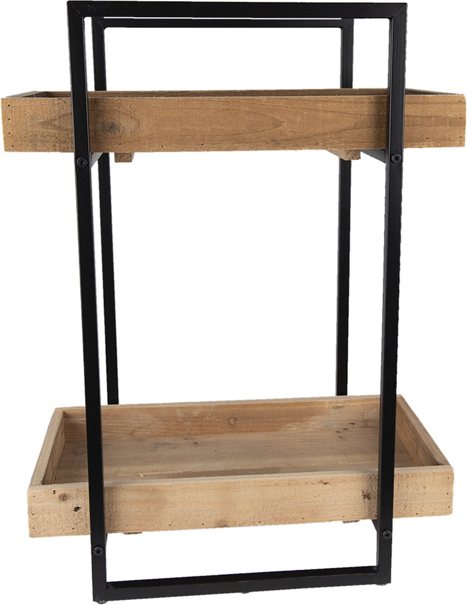 Clayre & Eef Boekenrek 50x29x68 cm Zwart Bruin Ijzer Hout Opbergrek Rek ...