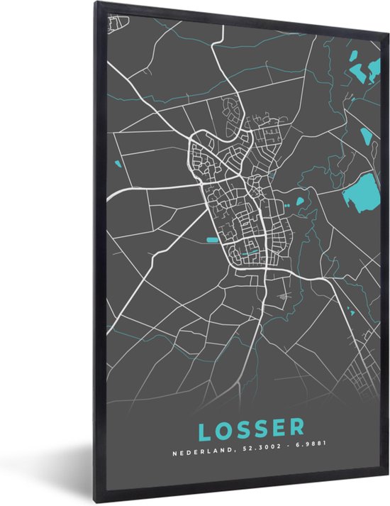 Fotolijst incl. Poster - Losser - Plattegrond - Kaart - Stadskaart ...