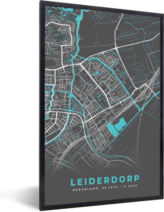 Fotolijst incl. Poster - Stadskaart - Leiderdorp - Kaart - Plattegrond ...