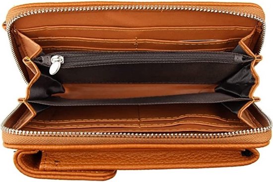 Alsa Fashion portemonnee tas met schouderband anti-skim RFID bruin | bol