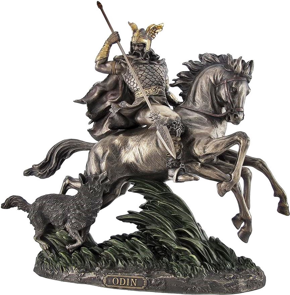 Odin rijdt op Sleipnir, gevolgd door een wolf gebronsd beeld - Veronese ...