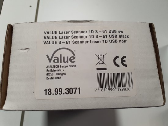 Value Laser Barcode Scanner, USB | bol.com