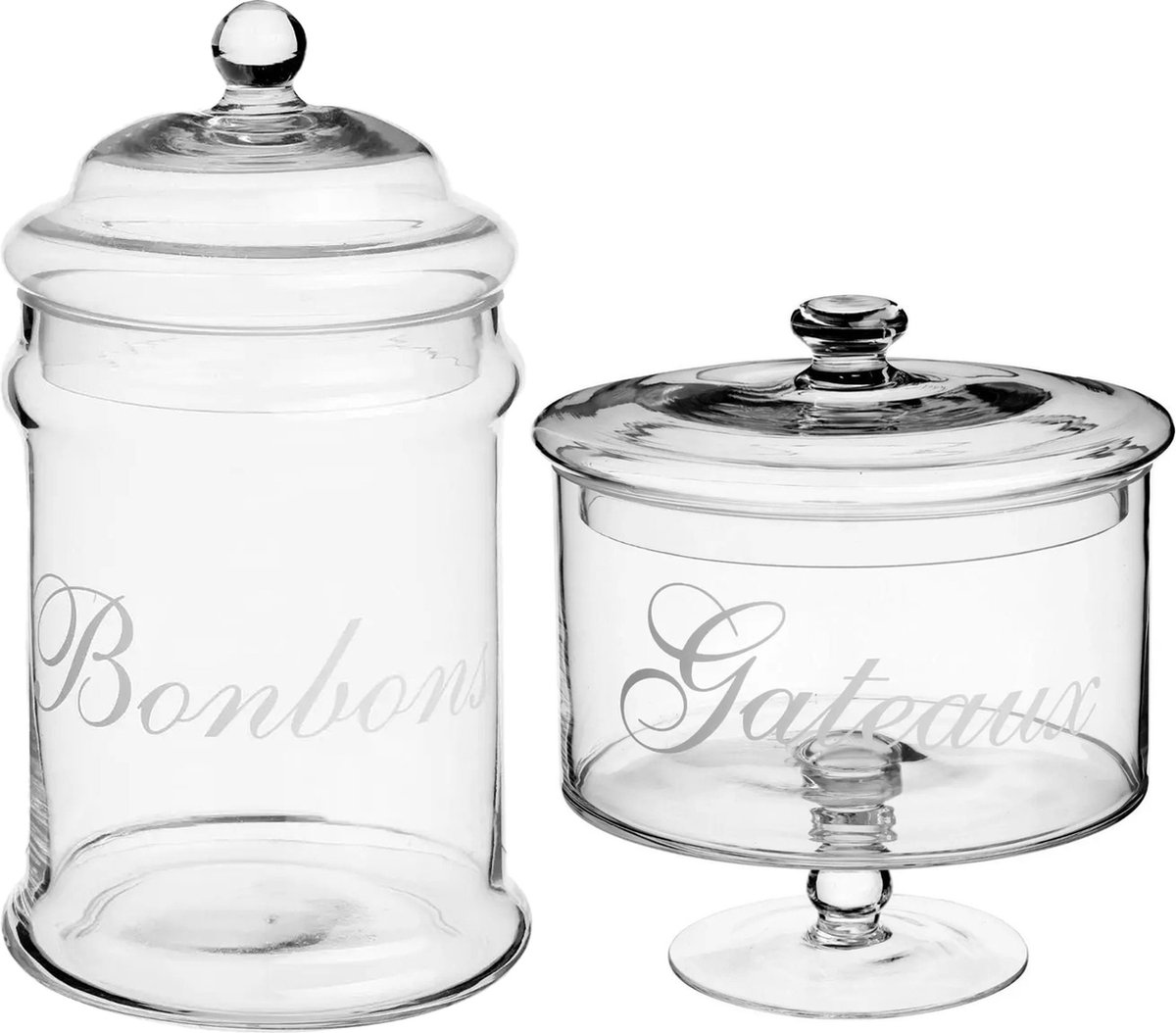Voorraad/snoeppotten/bonbonnieres glas - 1,8L - 2L - met deksel - set 2x stuks | bol.com