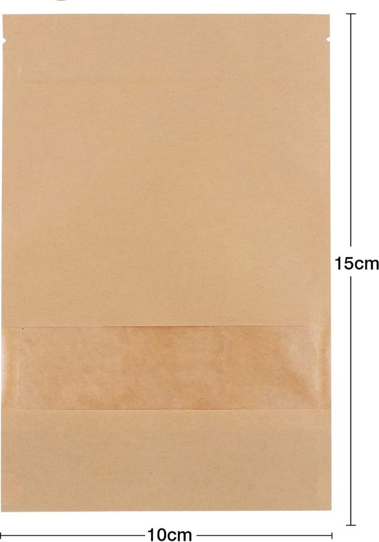100 Stuks - Afsluitbare Kraftpapier Stazakken - Met Venster ...
