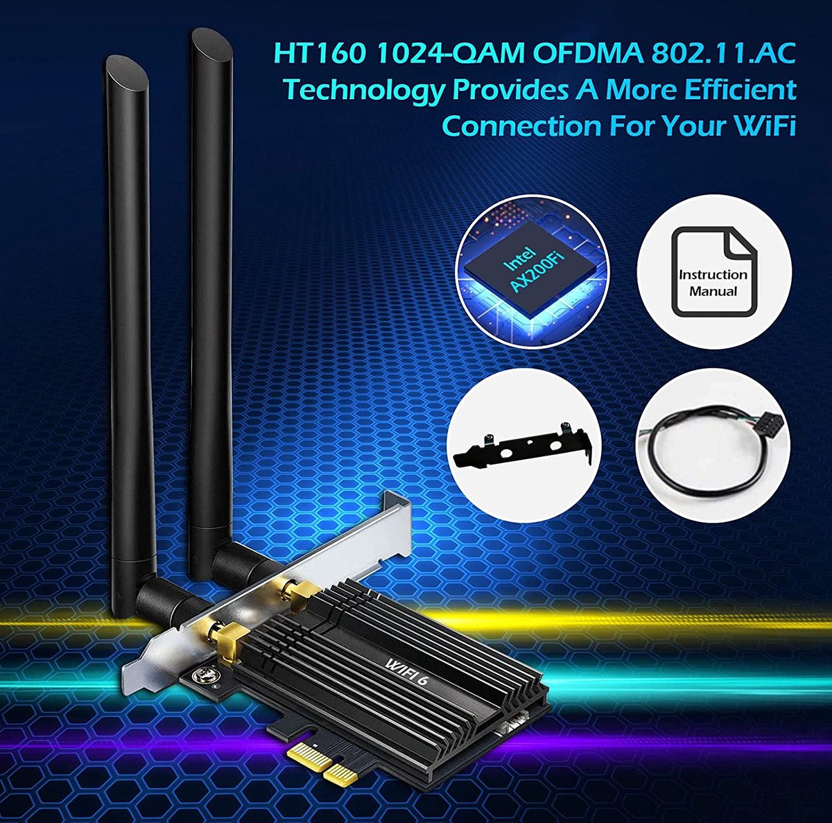 WiFi 6 AX200 PCIe WiFi Card for PC with Heatsink | bol.com
