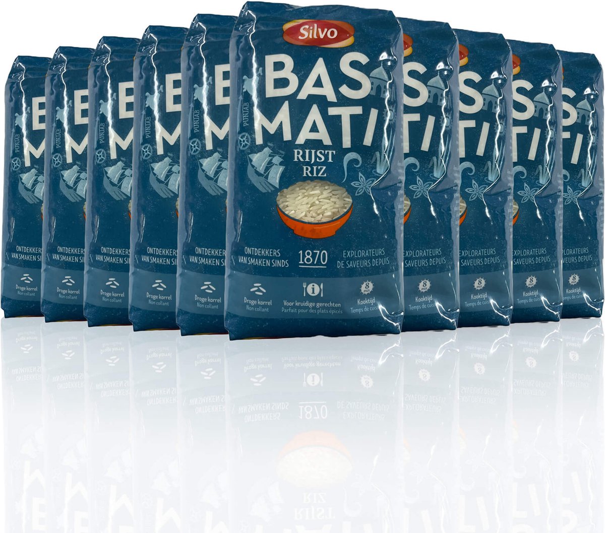 Silvo® | 10 x 1kg Basmati Rijst | voordeelverpakking | droge korrel | bol
