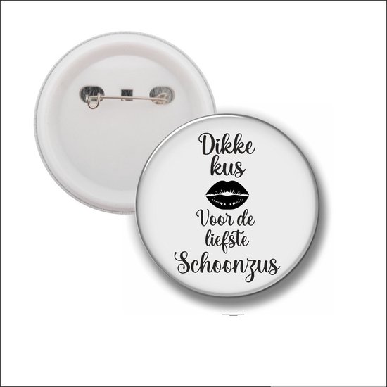 Button Met Speld 58 MM - Dikke Kus Voor De Liefste Schoonzus | bol