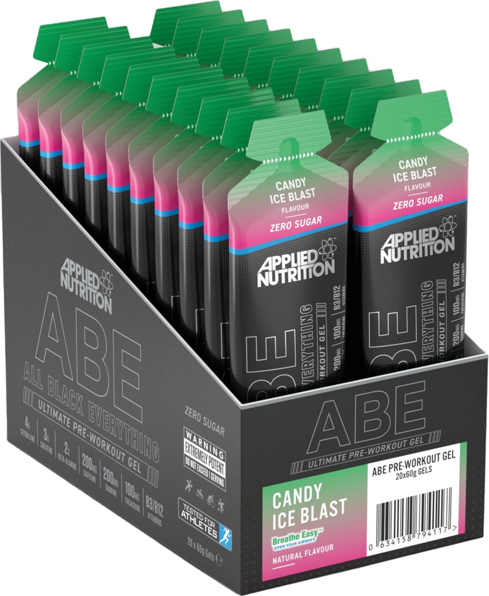 Abe Pre Workout Gel (Candy Ice Blast - 20 x 60 ml) - APPLIED NUTRITION ...