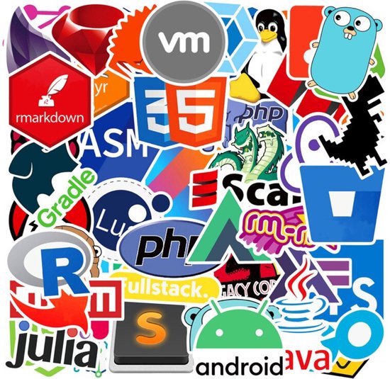50 programmeur stickers - Stickermix voor laptop, muur, fiets ...