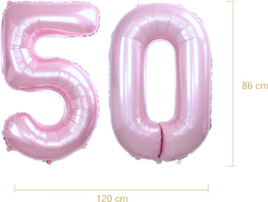 Ballon Cijfer 50 Jaar Roze Helium Ballonnen Verjaardag Versiering ...