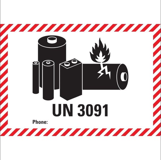 Sticker Lithium-Ion UN 3091 zeewaterbestendig 100 x 70 mm | bol