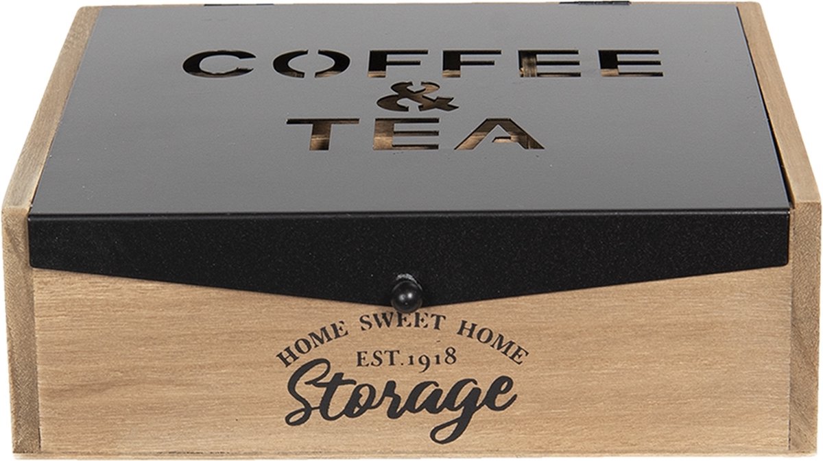 Clayre & Eef Theedoos 9 vakken 24x25x8 cm Bruin Hout Rechthoek Theekist ...