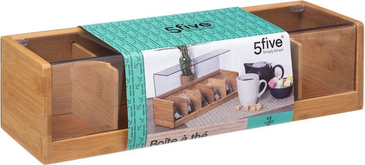 bol.com | Decopatent® Theedoos 5 vaks - Rechthoekige Theebox - Design ...
