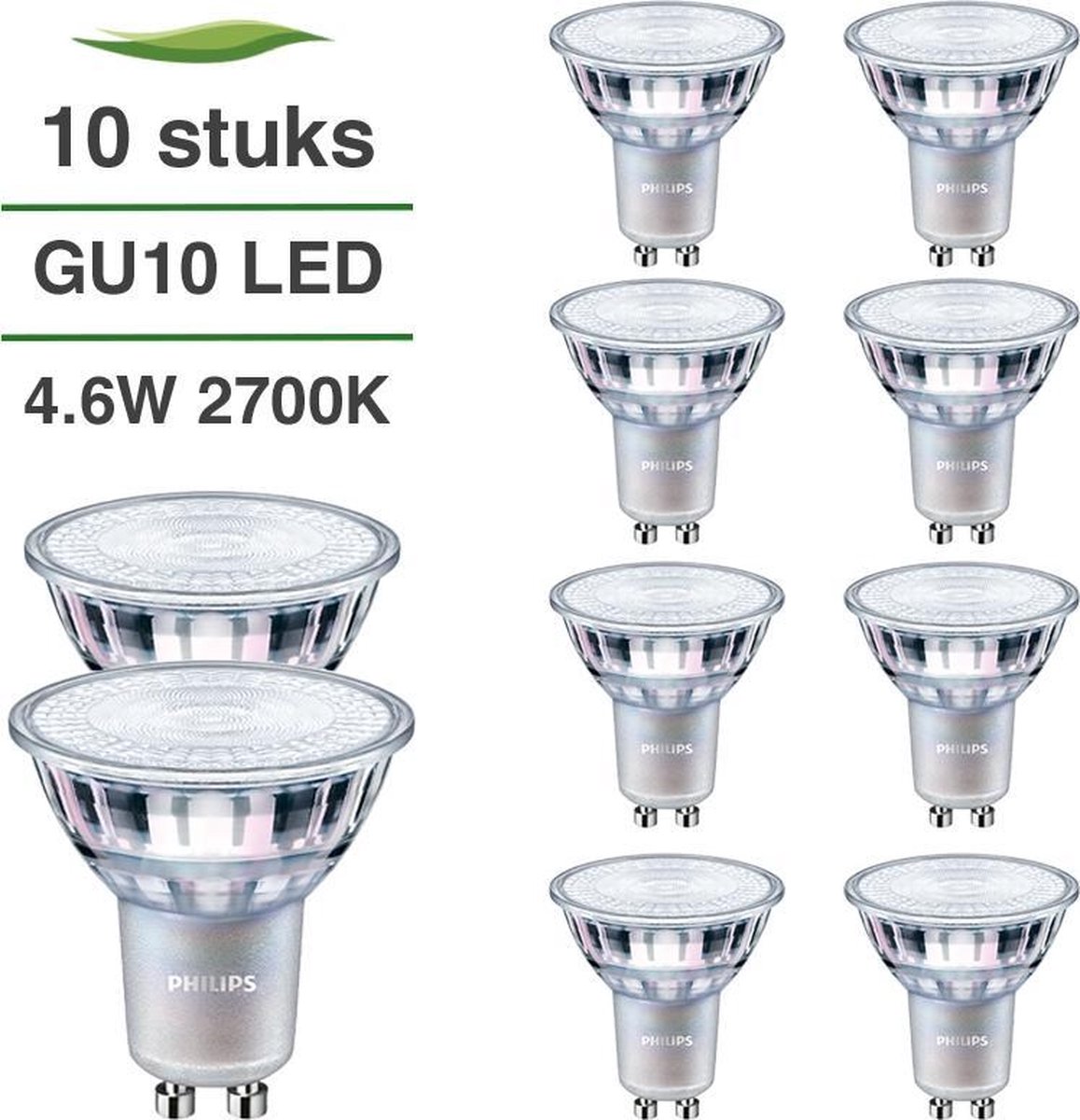 10 Pack Philips Corepro Led Gu10 4 6w 2700k Warm Wit 355 Lumen