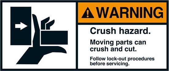Warning Crush hazard sticker, horizontal ANSI, 2 per vel 45 x 100 mm | bol