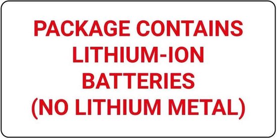 Package contains Lithium-Ion Batteries sticker 150 x 75 mm | bol