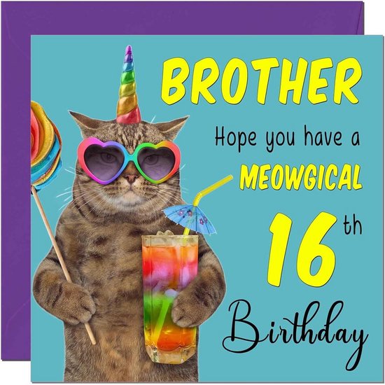 Grappige Verjaardagskaart 16 Jaar Jongen - Kattig Design voor 16e ...