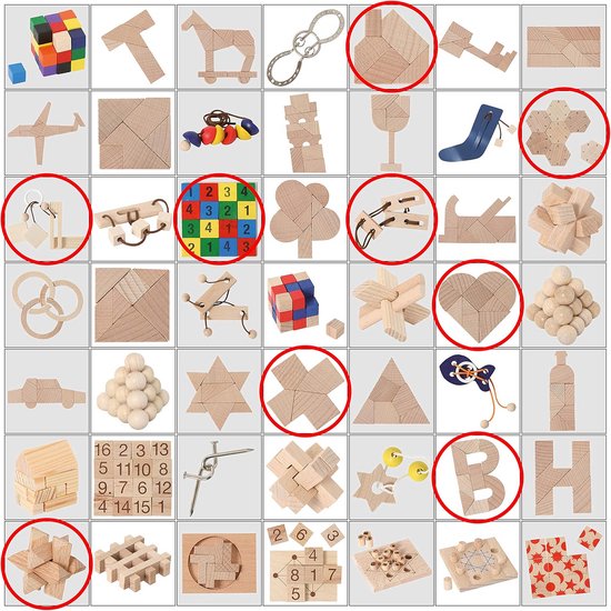 Set van 9 Houten Puzzels en Spelletjes voor Volwassenen en Kinderen | bol