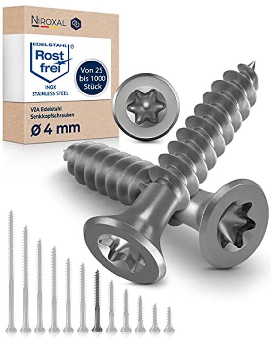 Roestvrijstalen torx-schroeven voor hout, 4 x 40 mm, 50 stuks | bol