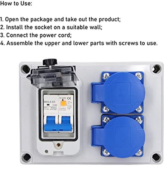 SGKJ-2C 2-Position Duitse Voedingsaansluiting Waterdichte ABS Behuizing ...