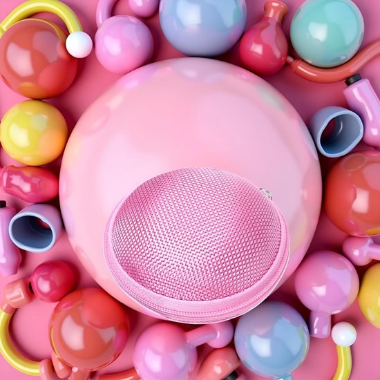 Ronde Mini Hardcase Etui voor Oordopjes en Kleine Spullen - Roze | bol