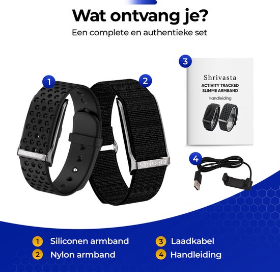 Shrivasta Activity Tracker | Dames & Heren Zwart- Sportarmband met ...