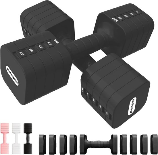 Verstelbare 20 kg Korte Halters - 4-in-1 Halterset voor Thuis en Gym | bol