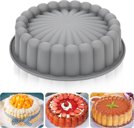Silicone Cake Mold - Non-Stick 10 Inch Round Reusable Baking Mold for ...