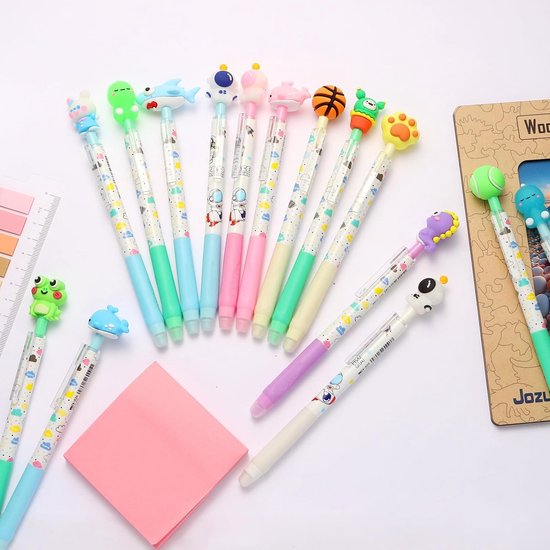 24x Gummeerbare Pennen Set met Stressverlichtende Fidget Topper - Leuke ...