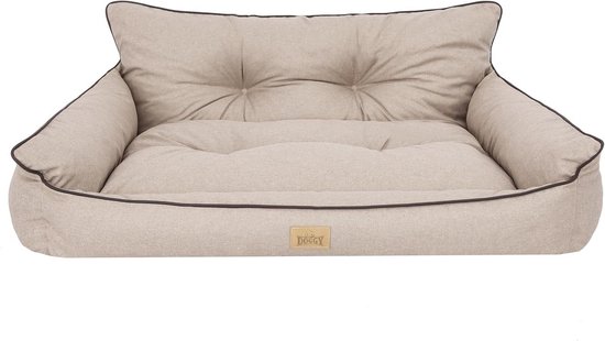 Comfortabel Hondenbed XL/XXL (132x106 cm) in Beige Kunstlinnen ...