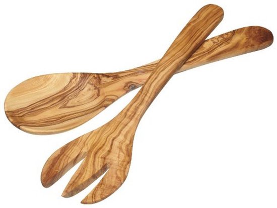 Houten Opscheplepels voor Salade - Handgemaakt van Olijfhout - Set van ...