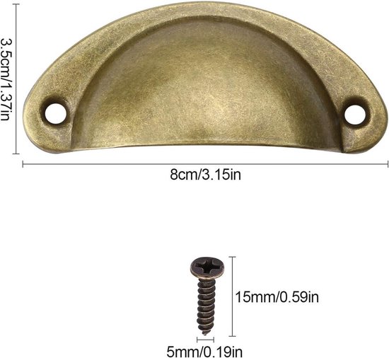 Vintage shell cup trekgrepen - keuken kast meubels - antiek messing ...