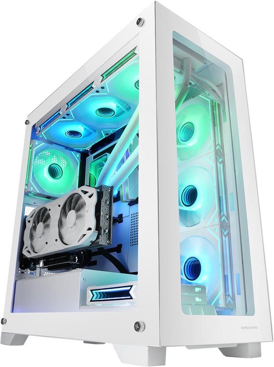 XXL Gaming PC Behuizing Wit E-ATX met Dubbel Gehard Glas en ...