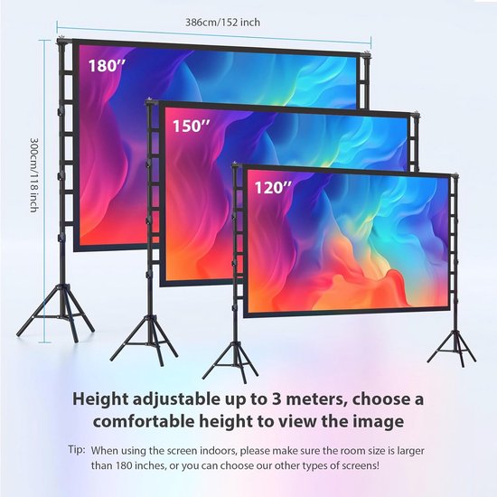180 Inch Projector Screen met Statief - Draagbare Buiten Filmprojectie ...