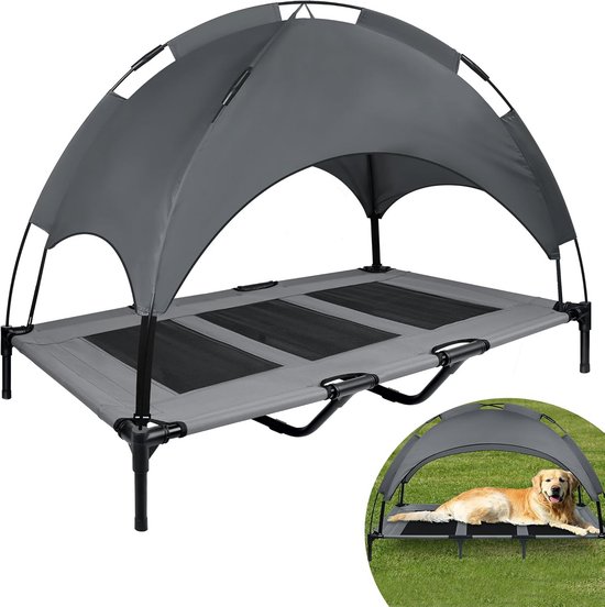 Verhoogd Hondenbed XL met Waterdicht Dak en Zonwering voor Buiten | bol