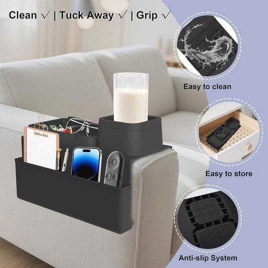 Sofa Arm Organizer met bekerhouder en opbergruimte voor drankjes ...