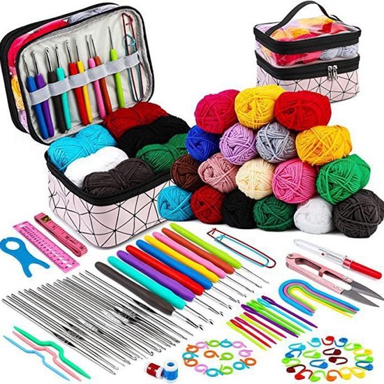 Complete haakset voor beginners, 105-delig, inclusief tas en garen ...