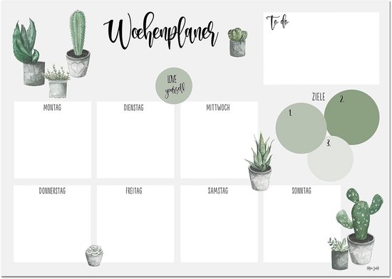 Weekplanner Bureauonderlegger Blokscheurblok A4 met Weekoverzicht en ...