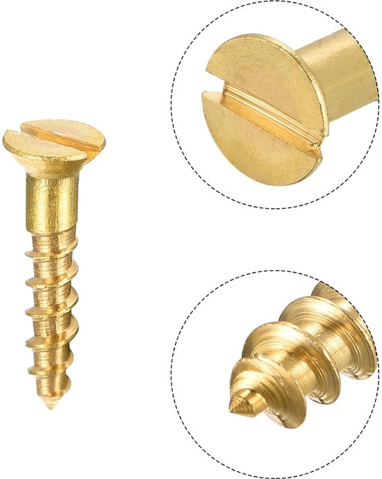 100x Houtschroeven M2 x 10mm Messing Platkop Schroef met Sleuf voor ...