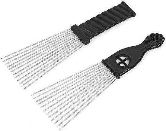 Afro Kam Styling Tool Set - 2 Stuks Metalen Haar Picks voor Krullend ...