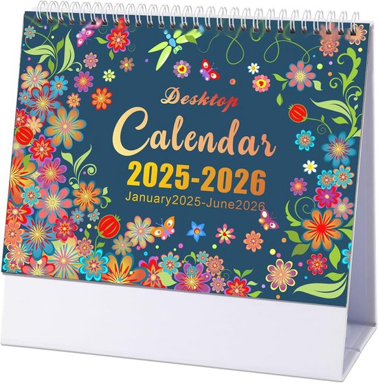 Compacte maandelijkse bureaukalender 2025-2026 - 20,5 x 20,5 cm ...