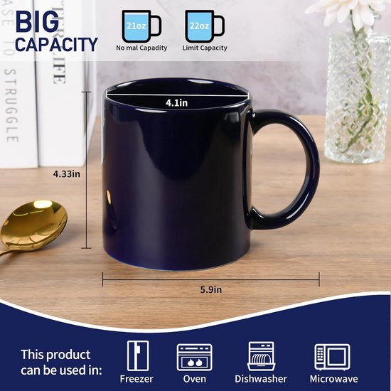 Grote Keramische Koffiemokken Set van 4 met Groot Handvat - 650 ml ...