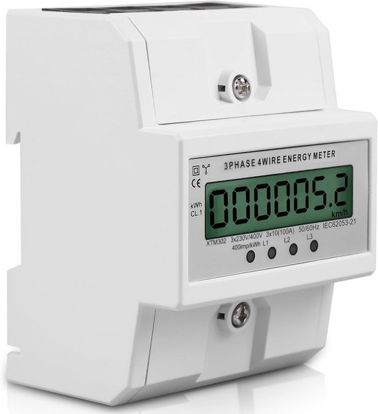 3 Fasede Digitale kWh Meter met LCD Display voor DIN Rail Montage | bol