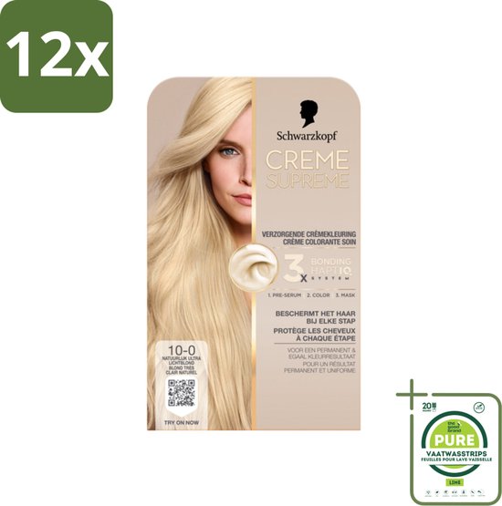 Schwarzkopf - Haarkleuring - Creme Supreme 10-0 - Natuurlijk Ultra Lichtblond - 245g -... | bol