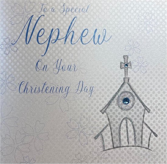 Handgemaakte doopkaart voor Nephewdag - Witte Katoenen Kaarten | bol
