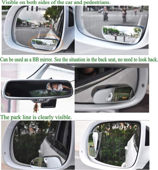 Dodehoekspiegel Auto 360° - Verstelbare Helder Glas Zijspiegels - 2 ...