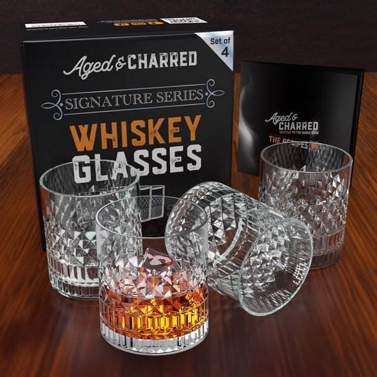 Ensemble de verres à whisky cristallins Premium de 4 - design raffiné ...