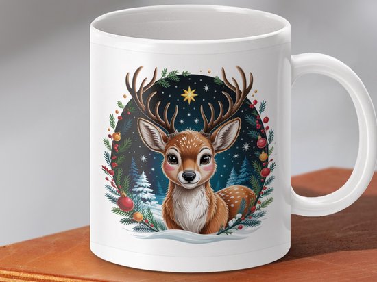 Mok Rendier Kerst, Feestelijke Beker, Winter Decoratie, Schattige ...