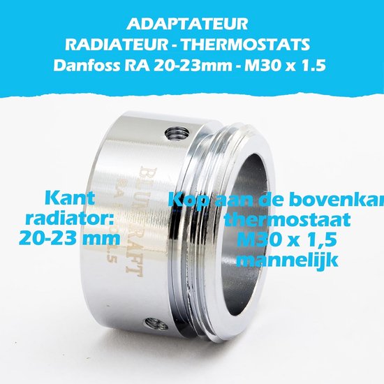 Set van 2 Radiatorknop Adapters voor Danfoss RA en Far Kleppen naar M30 ...